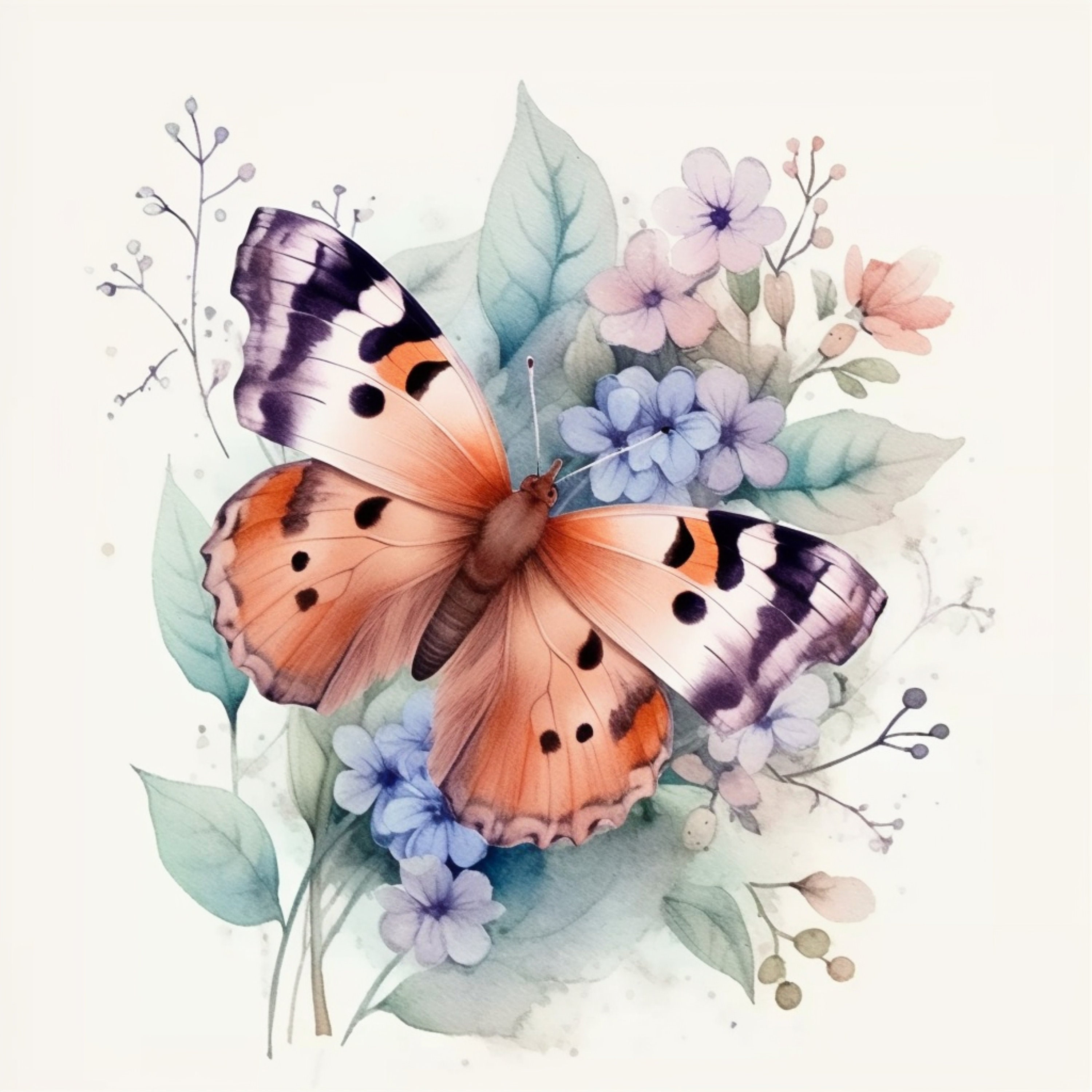 Flowers Butterfly Clipart Clip Art Digital Paper Craft 10 High Quality ...