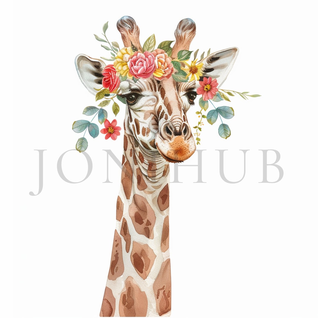Floral Giraffes Clipart | 10 High Quality Jpgs | Digital Download ...