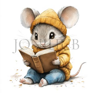Mouse Reading Book Clipart | 10 High Quality Jpg's | Digital Download ...