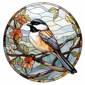 Stained Glass Chickadee | 10 High Quality Jpg's | Digital Download ...
