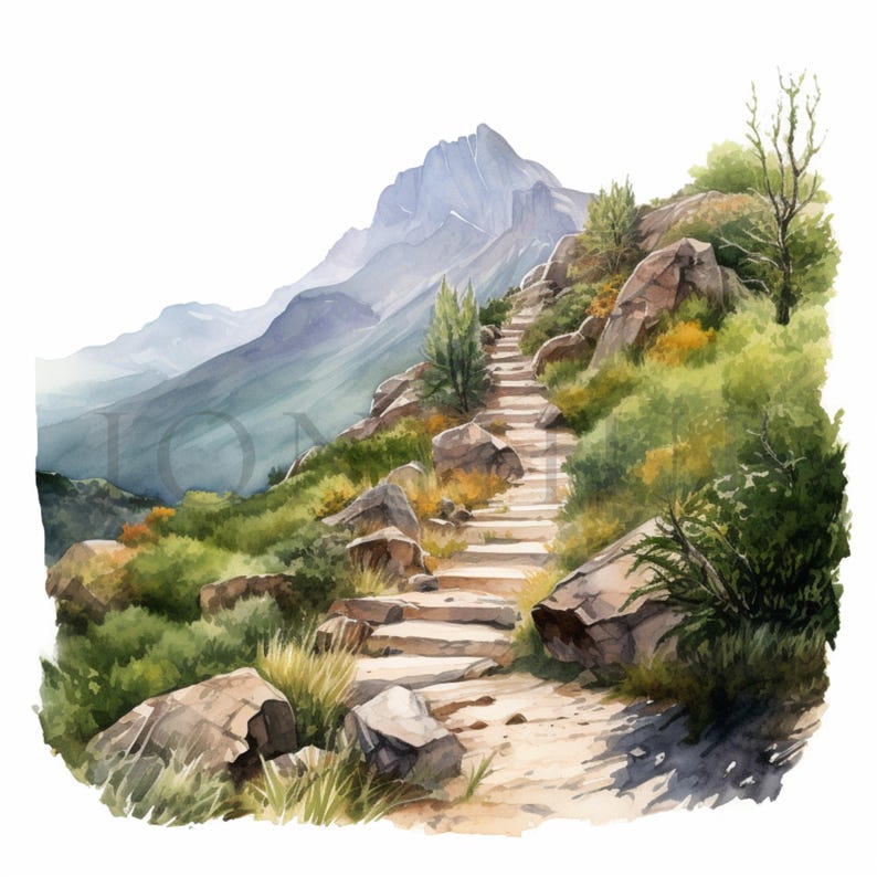 Mountain Trail Clipart | 10 High Quality Jpgs | Instant Digital ...