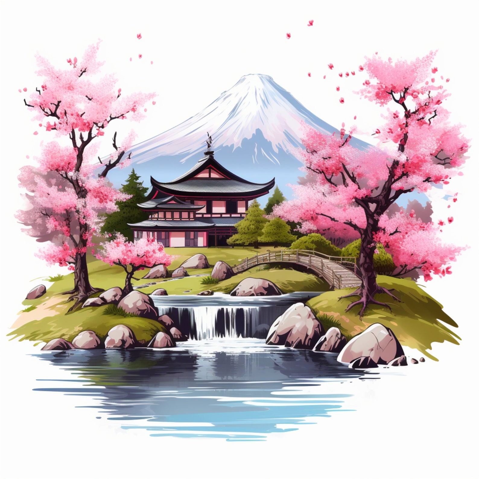 Japanese Landscape Clipart 10 High Quality Jpgs Mixed Media Digital ...