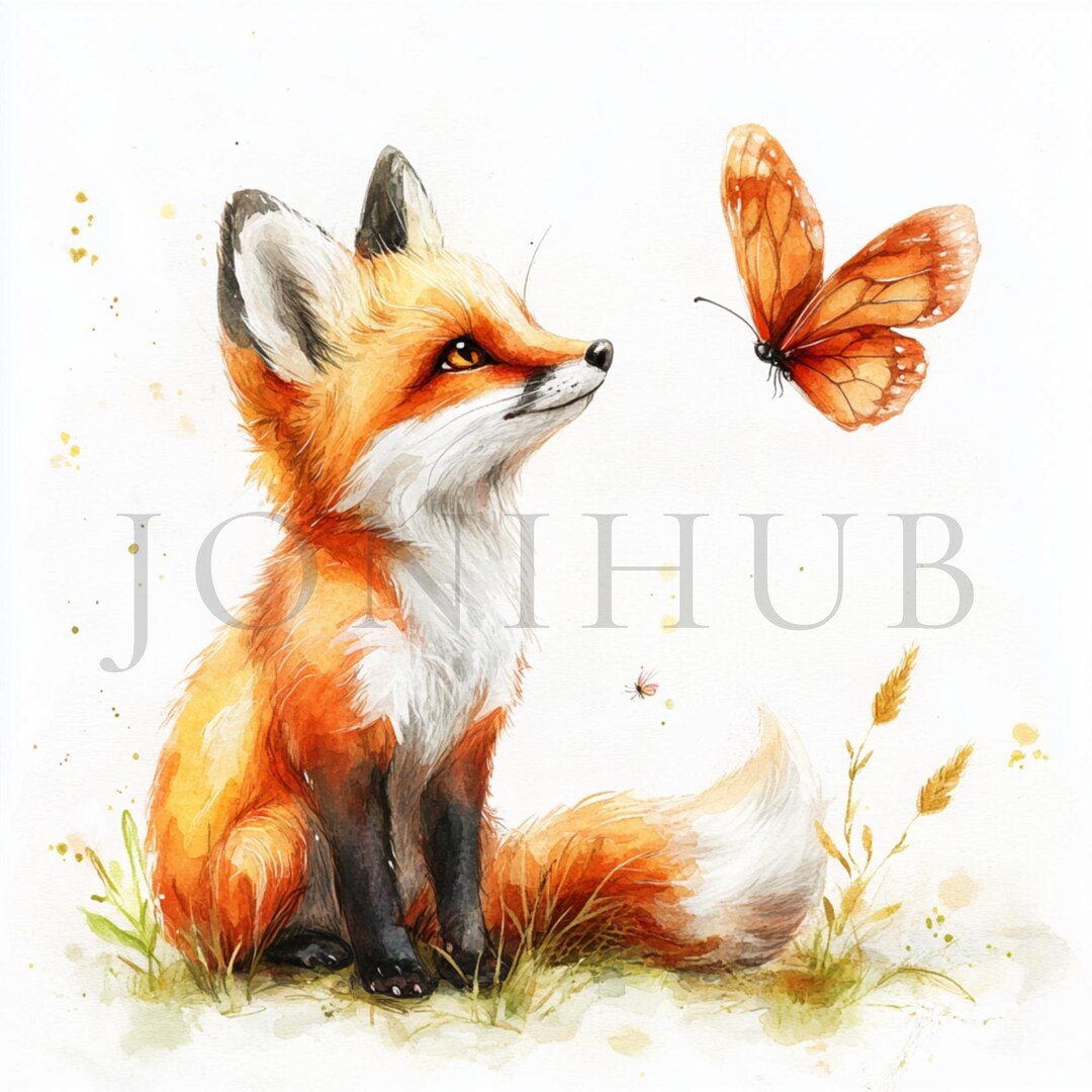Fox and Butterfly Clipart 10 High Quality Jpgs Digital Download Digital ...