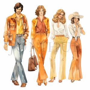 70s Fashion Clipart | 10 High Quality Jpg's | Digital Download ...