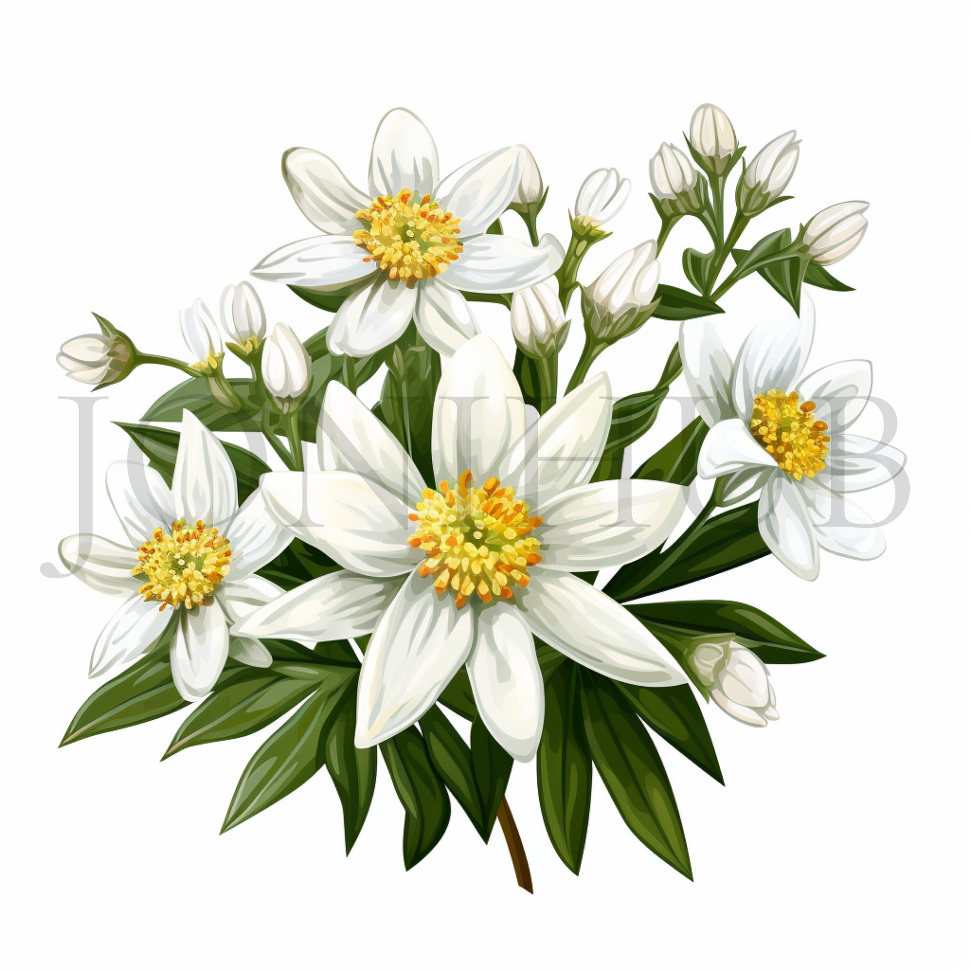 Edelweiss Clipart | 10 High Quality Jpg's | Digital Download | Floral ...