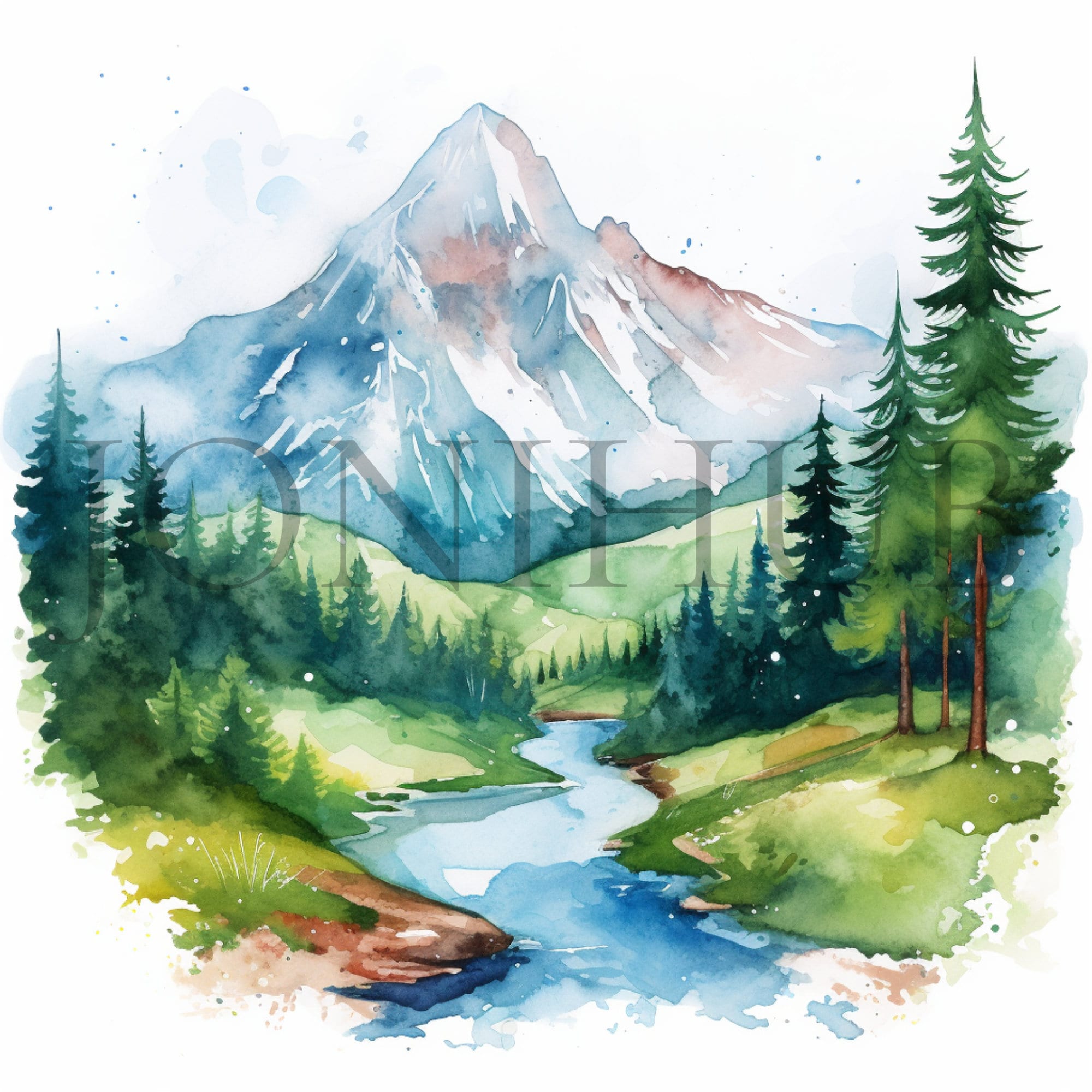 Mountain Landscape Clipart 10 High Quality Jpgs Digital Download Scenic ...