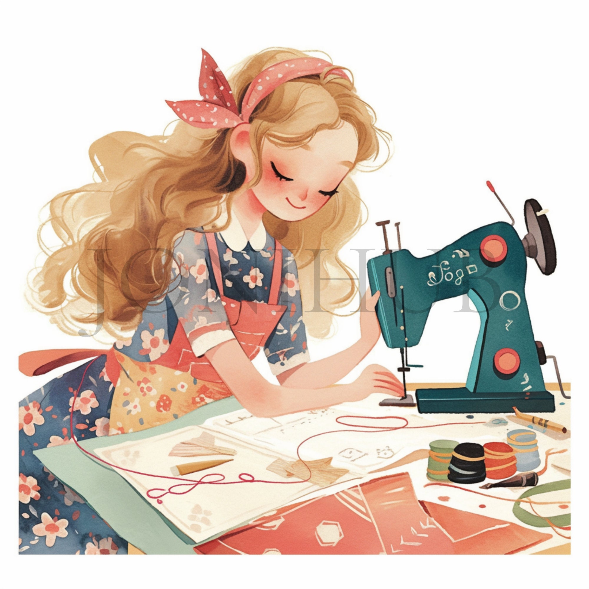 Woman Sewing Clipart 10 High Quality Jpg's Digital Download Digital ...