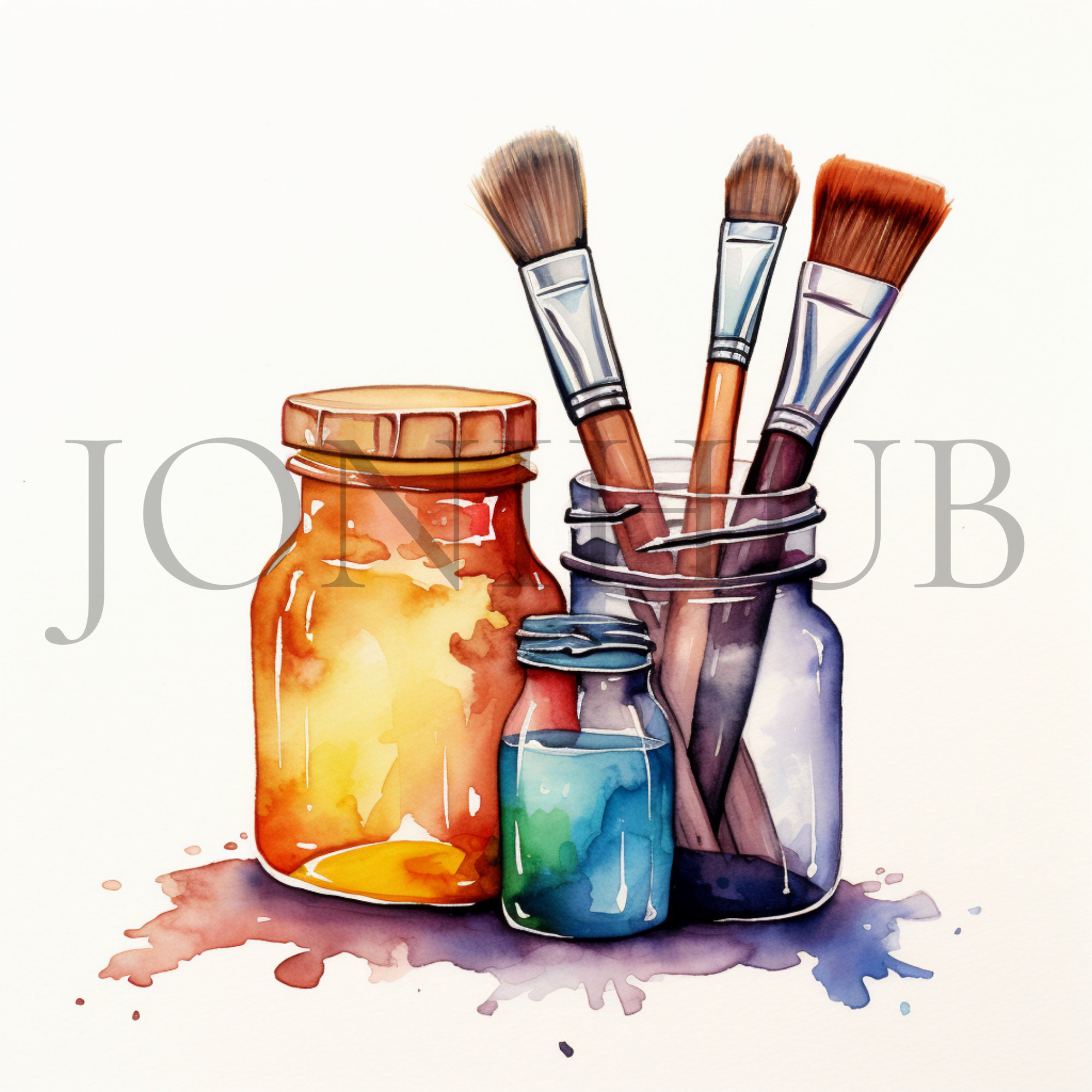 Paint Brushes Clipart 10 High Quality Jpg's Digital Download Card ...