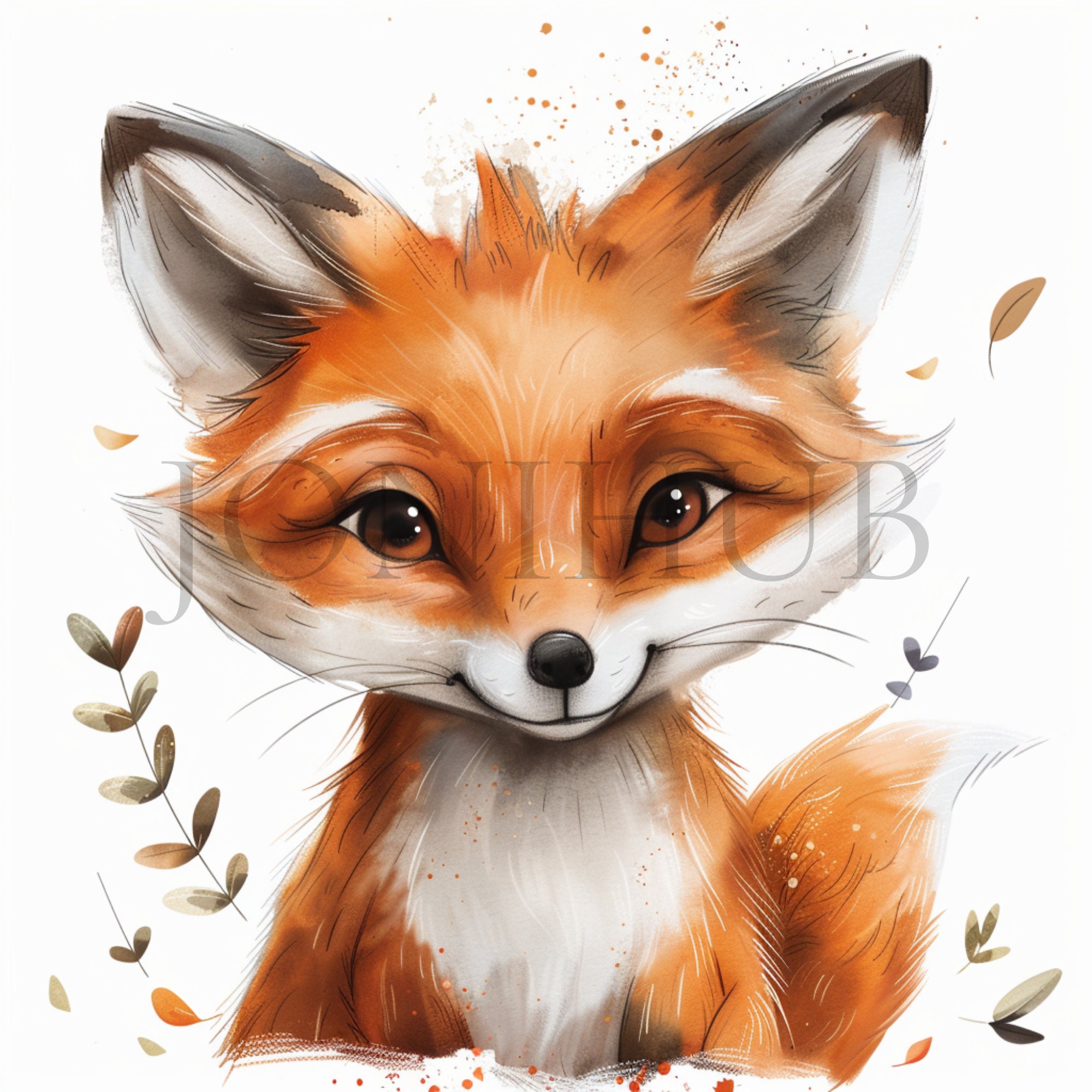 Watercolor Cute Foxes Clipart | 10 High Quality Jpg's | Digital ...