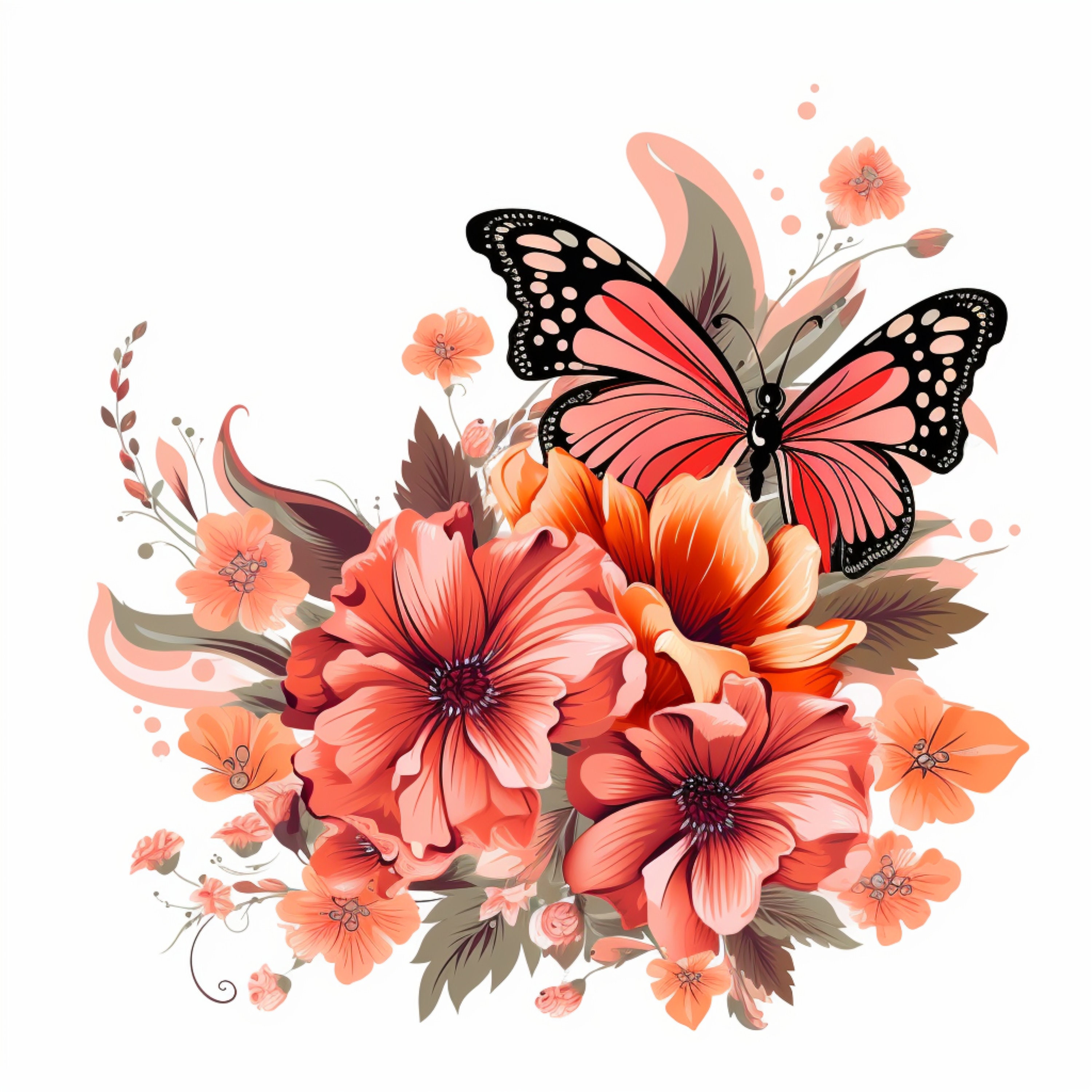 Flowers Butterfly Clipart | 10 High Quality Jpgs | Nursery Art | Card ...