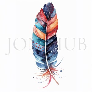 Boho Feather Clipart | 10 High Quality Jpgs | Digital Download | Card ...