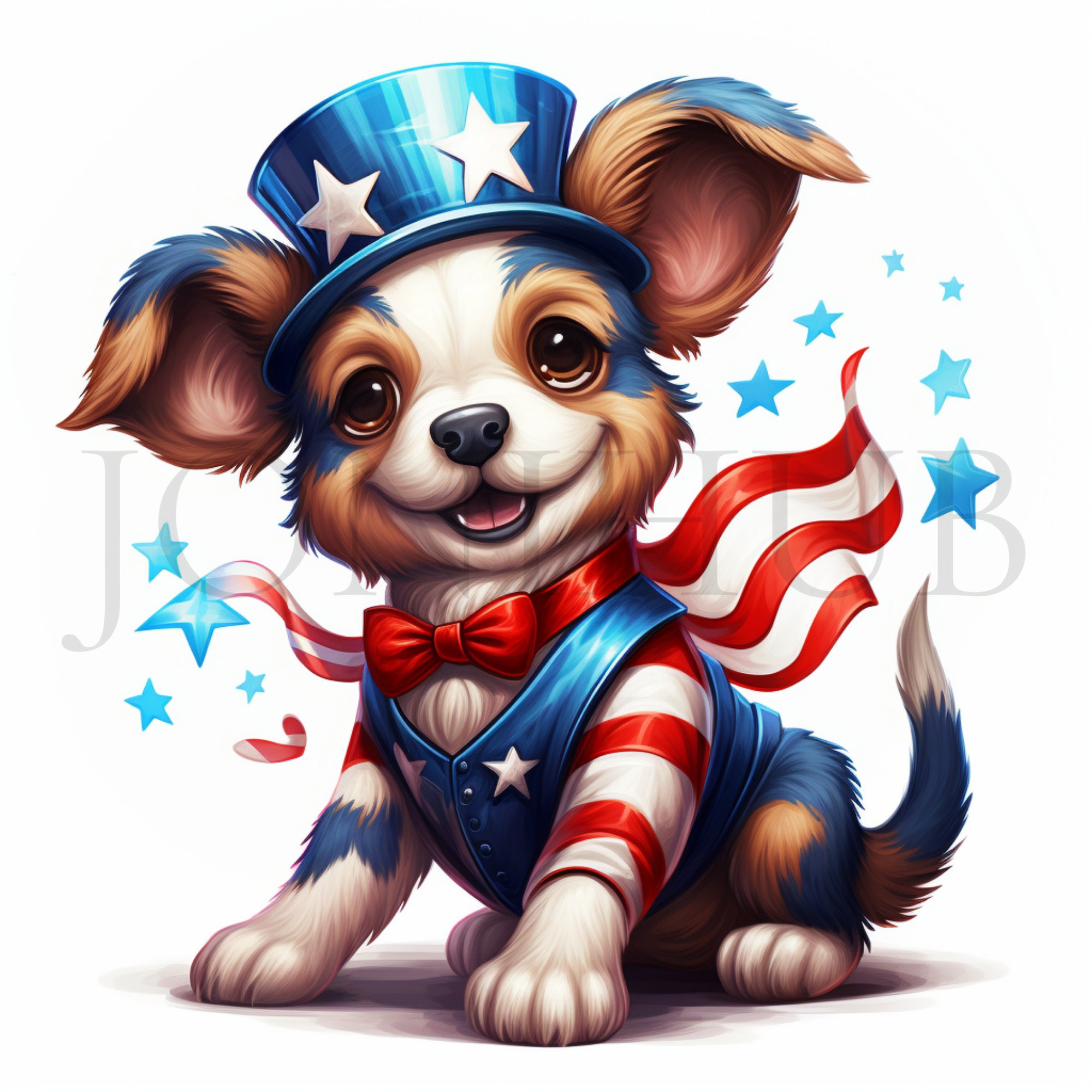 4th of July Dog Clipart 10 High Quality Jpgs Digital Download Patriotic ...
