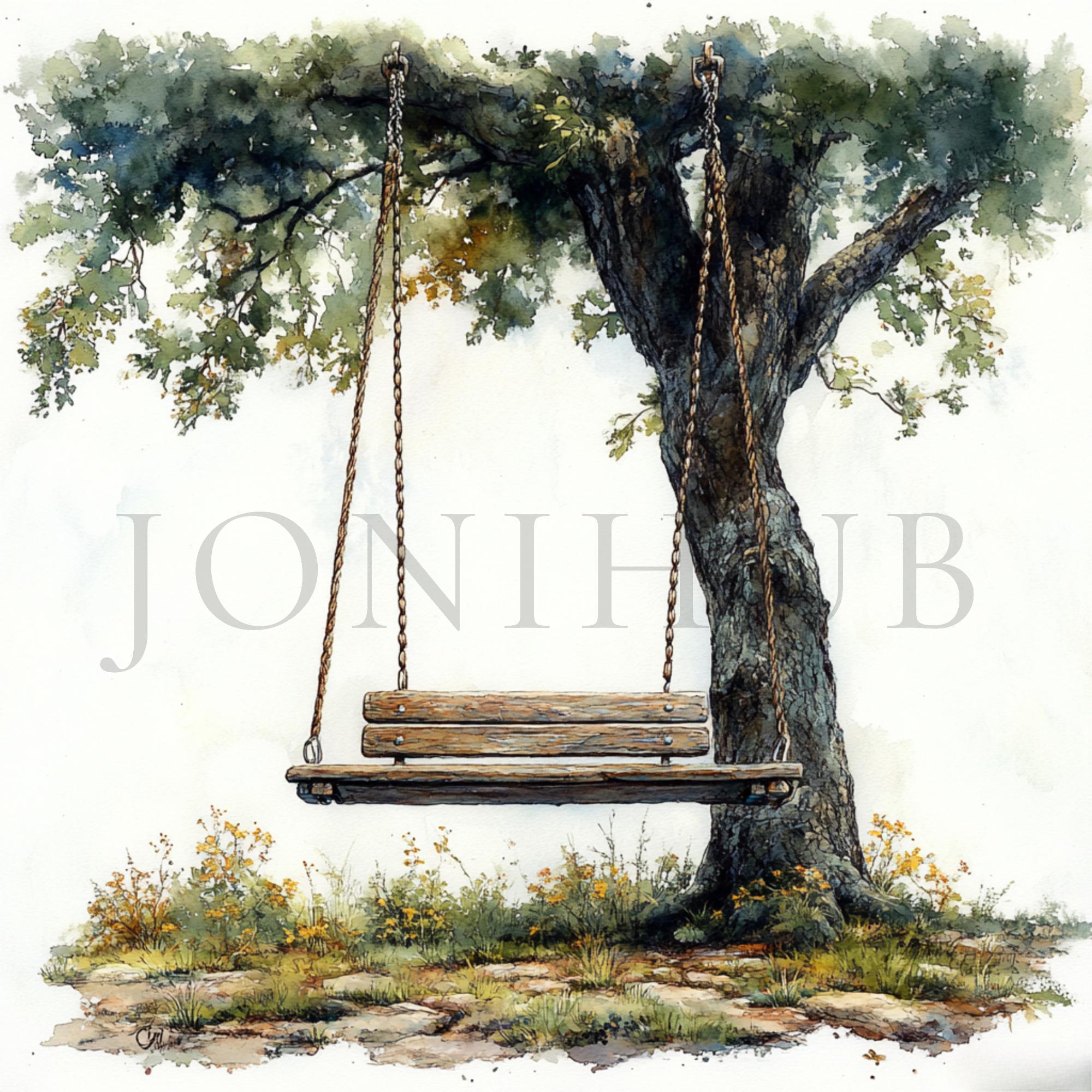 Watercolor Tree Swing | 10 High Quality Jpgs | Digital Download ...