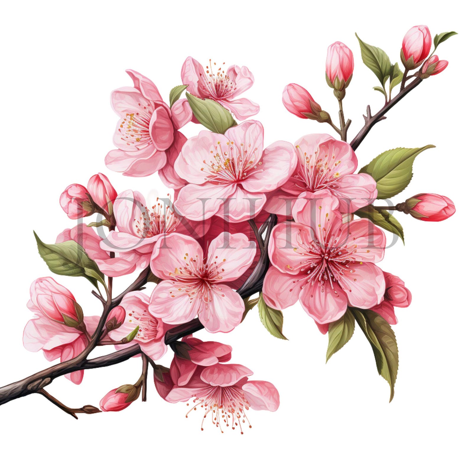 Blossom Cherry Branches Clipart | 10 High Quality Jpg's | Digital ...