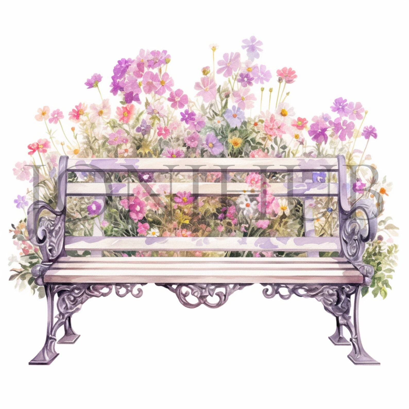 Floral Bench Clipart 10 High Quality Jpg's Digital Download Floral ...
