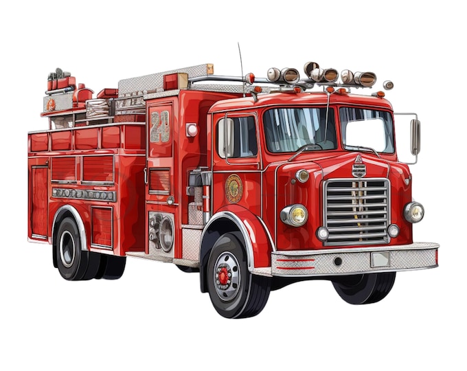 Watercolor Fire Truck Clipart | 10 Jpgs (digital Download) - Etsy Canada