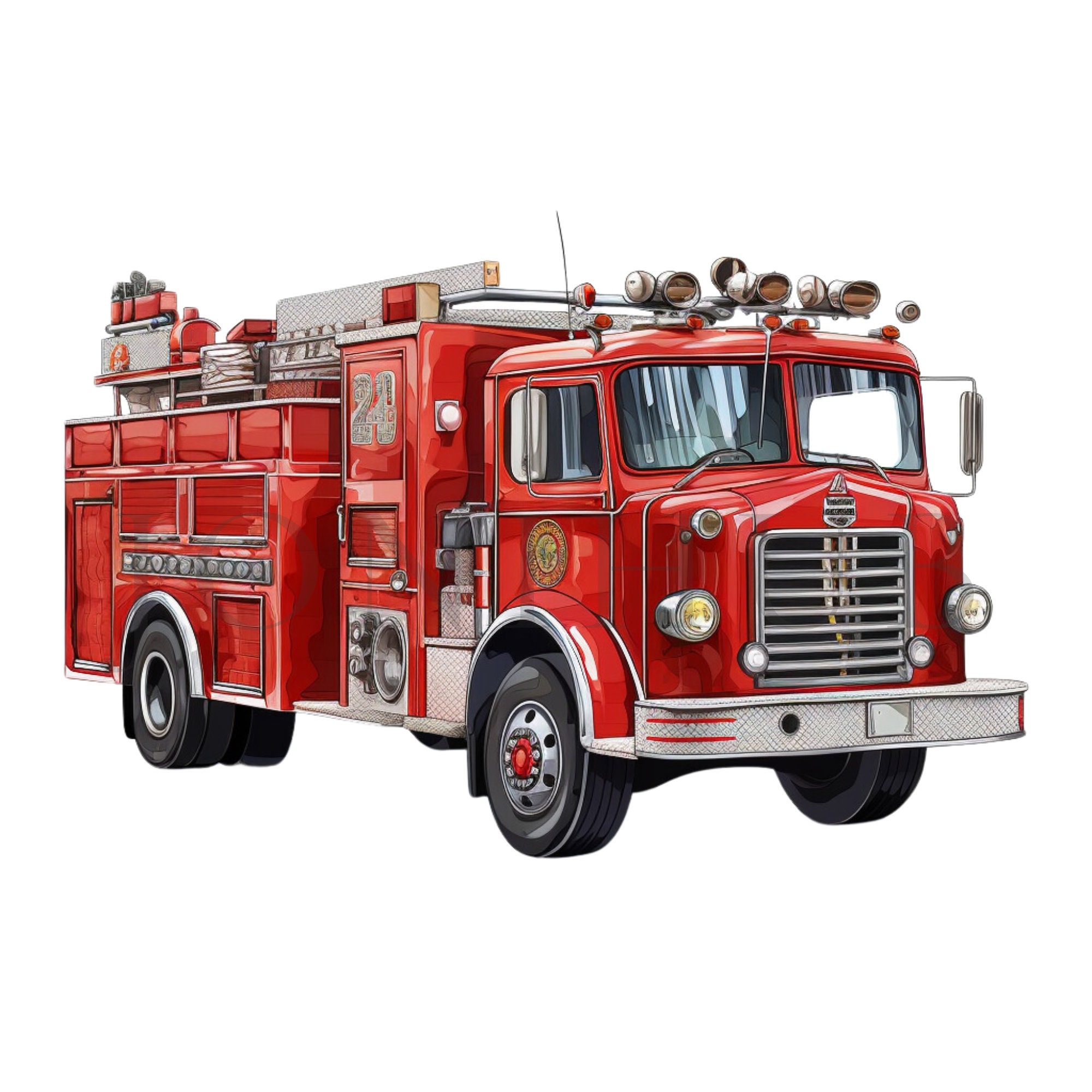 Fire Truck Truck Clip Art Fire Truck Ladder Stock Vector Illustration