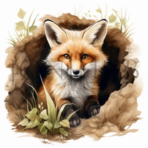 Fox in the Den Clipart | 10 High Quality Jpgs | Digital Download ...