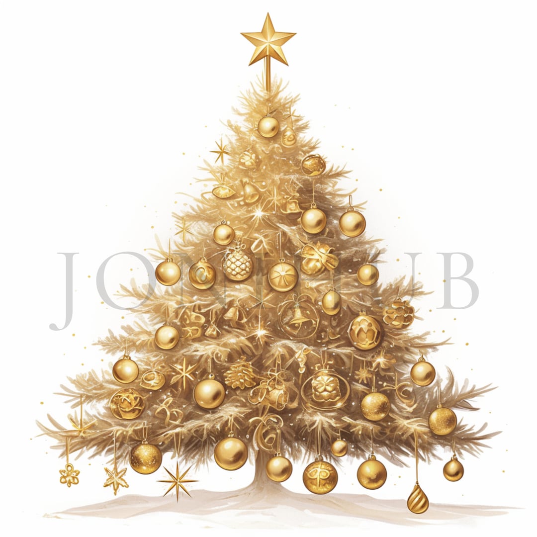 Gold Christmas Tree Clipart | 10 High Quality Jpg's | Digital Download ...