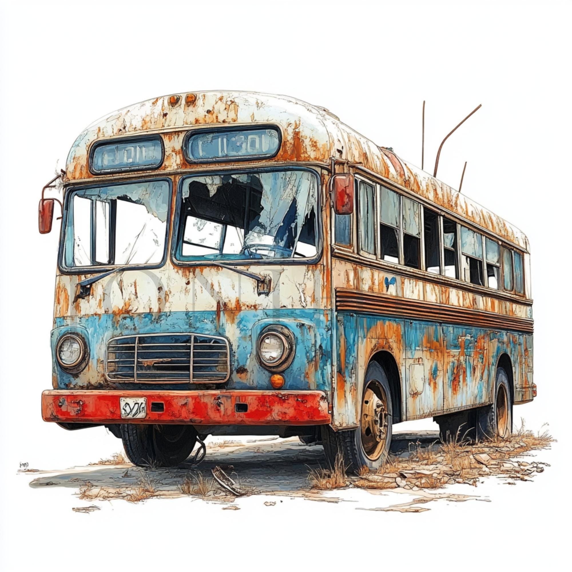 Abandoned Bus Clipart | 10 High Quality Jpgs | Instant Digital Download ...