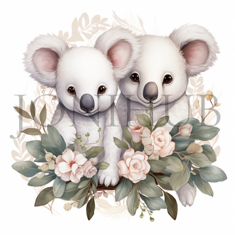Floral Koalas Clipart | 10 High Quality Jpg's | Digital Download ...