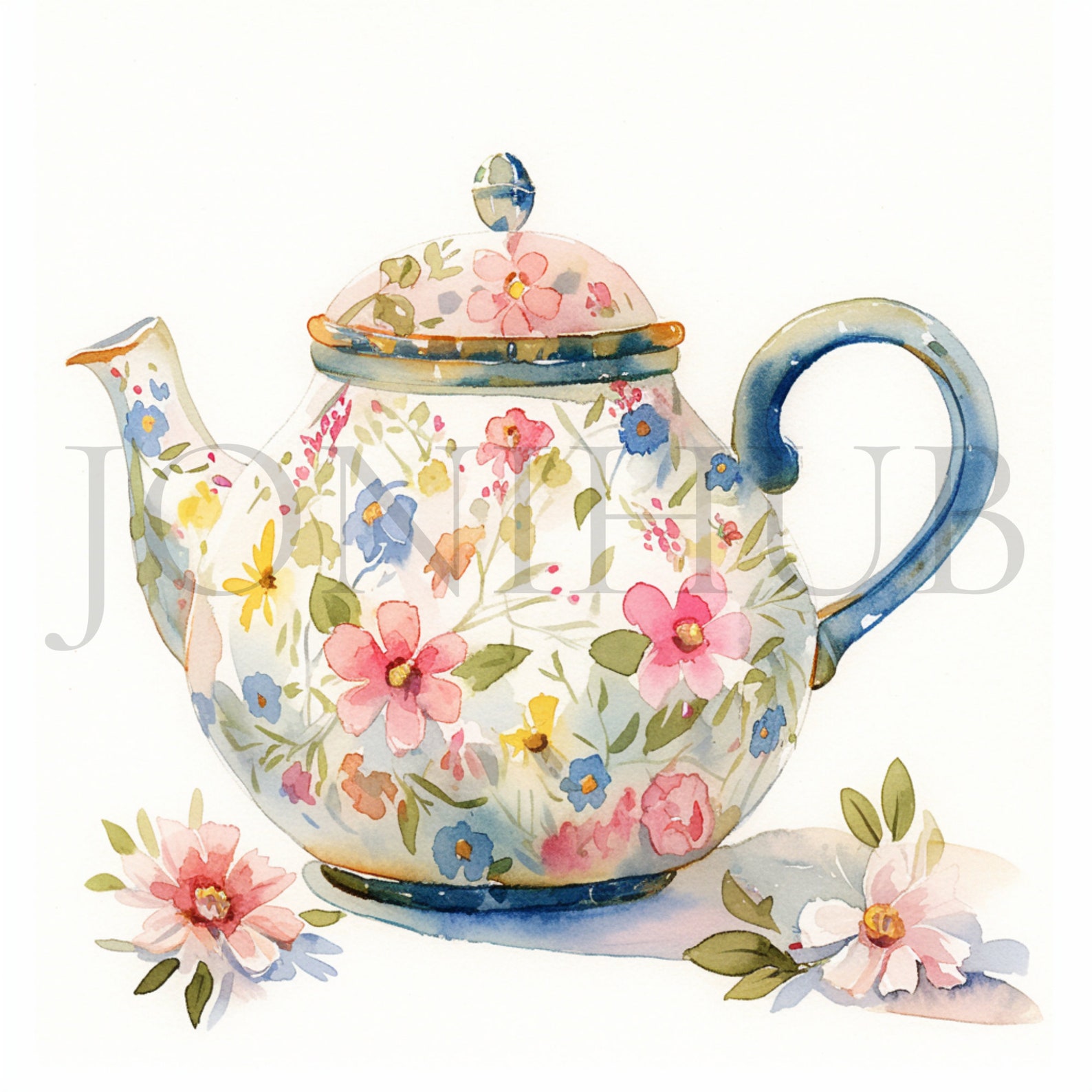 Floral Teapot Clipart | 10 High Quality Jpg's | Digital Download ...