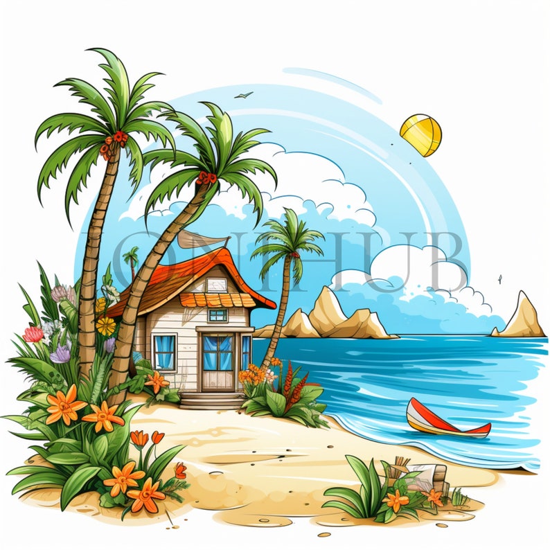 Summer Scene Clipart 10 High Quality Jpg's Digital Download Outdoor ...