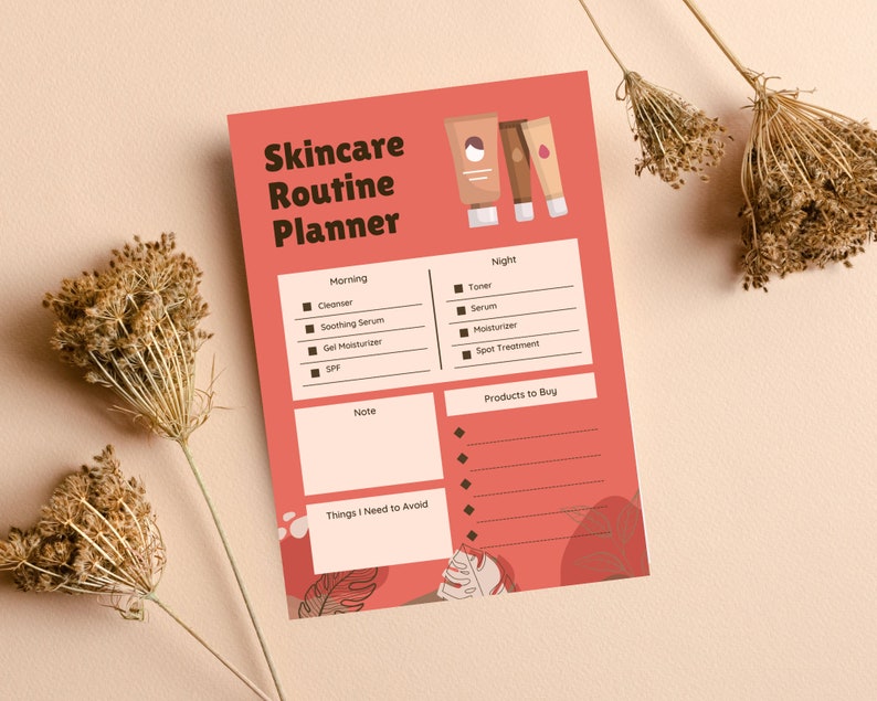 Olive and Cream Aesthetics Skincare Routine Planner , Skincare Planner ...