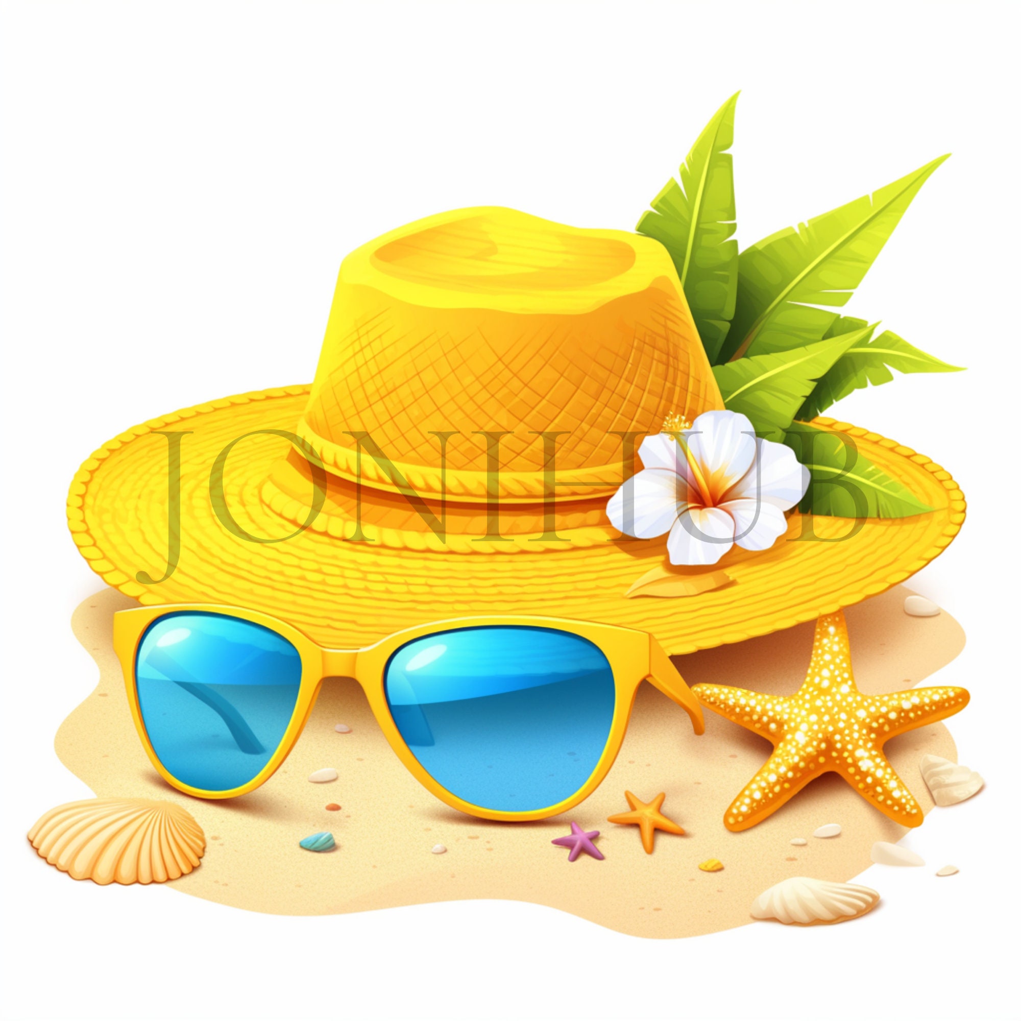 Beach Hat Clipart 10 High Quality Jpg's Digital Download Fashion ...