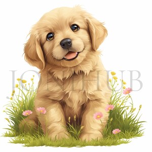 Golden Retriever Puppies Clipart | 10 High Quality Jpg's | Digital ...