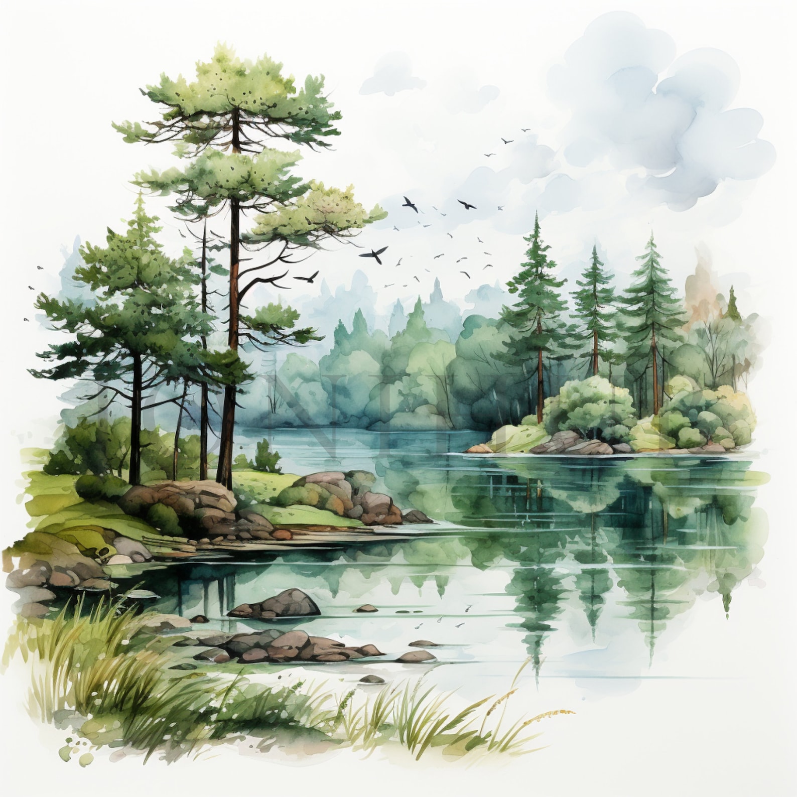 Forest Lakes Clipart | 10 High Quality Jpgs | Digital Download | Lake ...