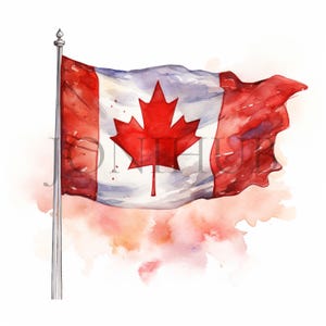 Watercolor Canadian Flag Clipart 10 High Quality Jpg's Digital Download ...