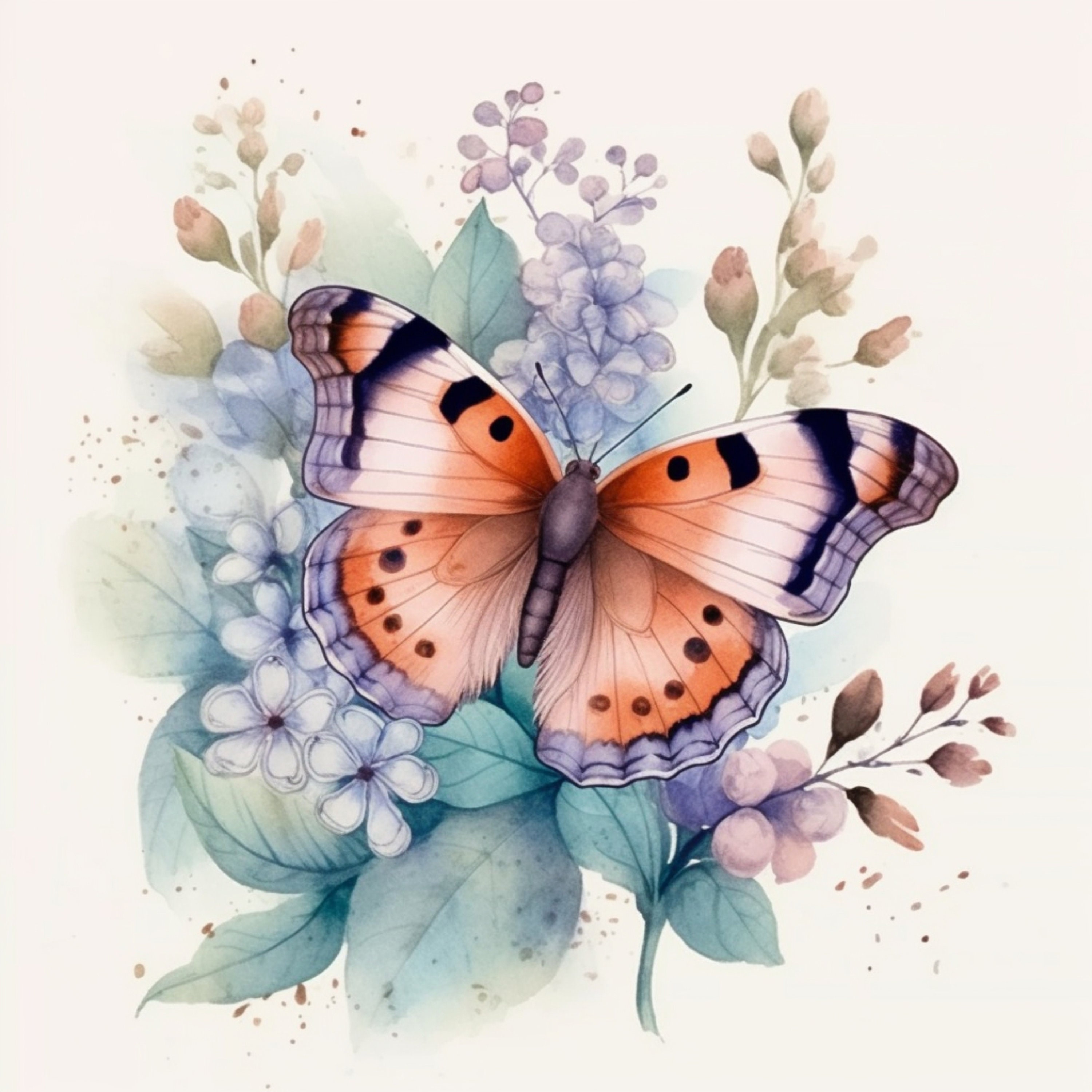 Flowers Butterfly Clipart Clip Art Digital Paper Craft 10 High Quality ...