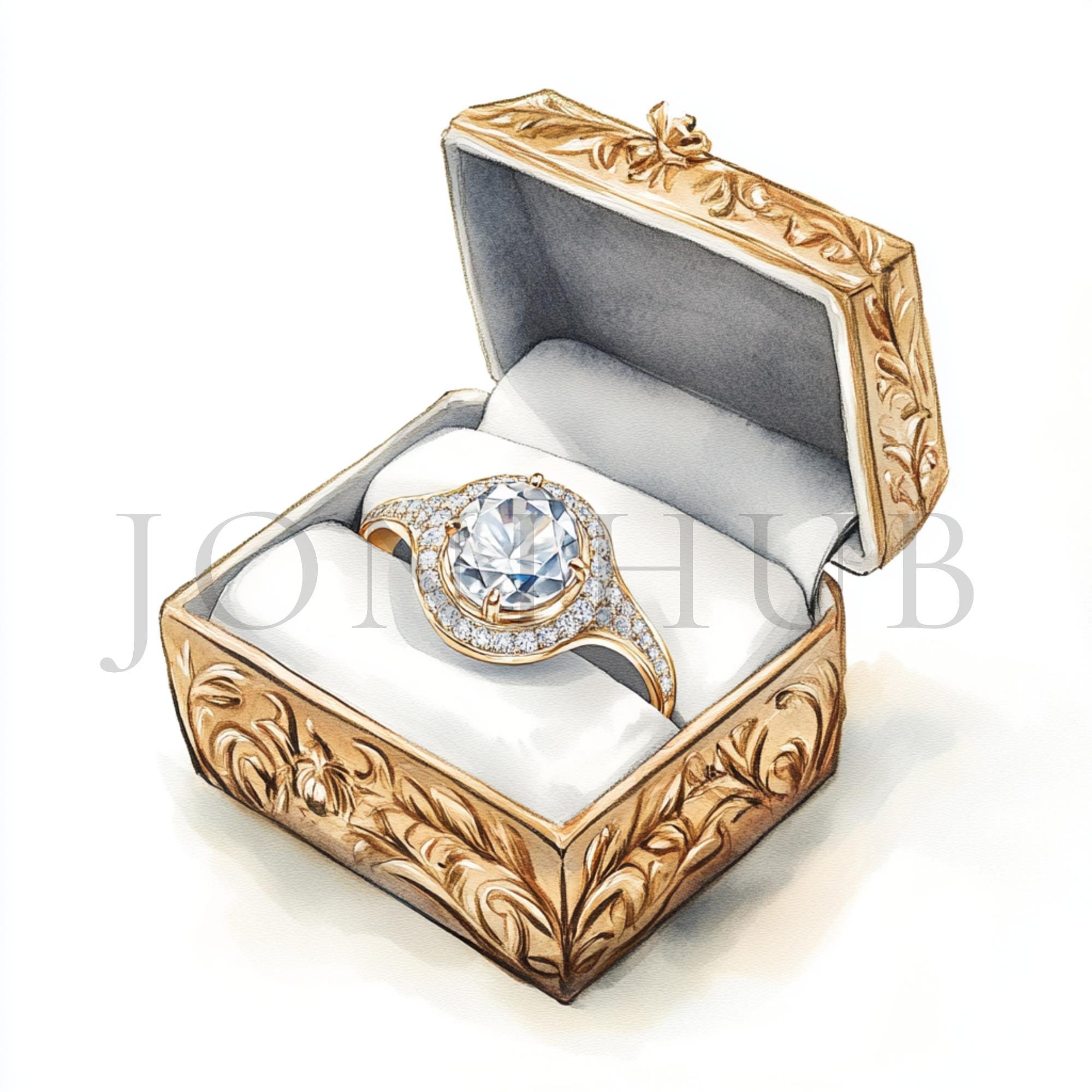 Engagement Ring Box Clipart | 10 High Quality Jpgs | Digital Download ...