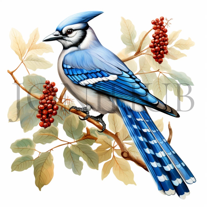 Vintage Blue Jay Clipart | 10 High Quality Jpg's | Digital Download ...