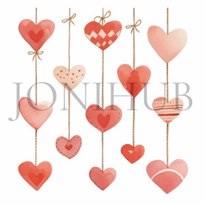 Hanging Hearts Clipart | 10 High Quality Jpg's | Digital Download ...