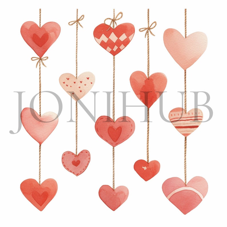 Hanging Hearts Clipart | 10 High Quality Jpg's | Digital Download ...