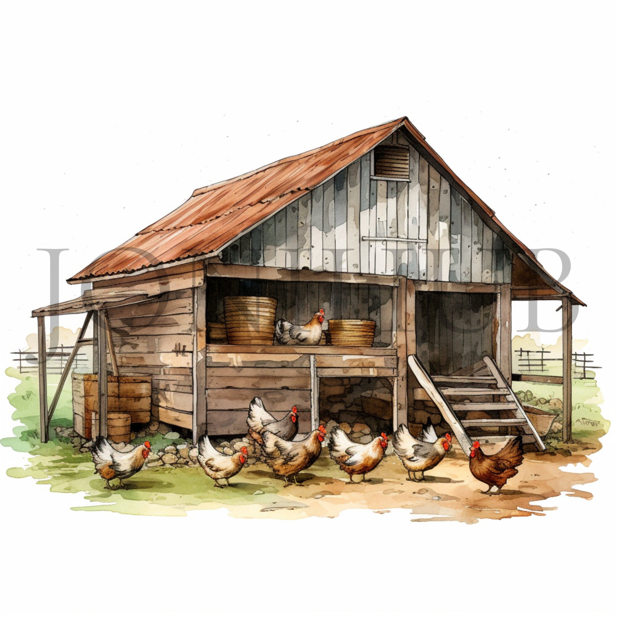 Chicken Coop Clipart | 10 High Quality Jpg's | Digital Download | Farm ...