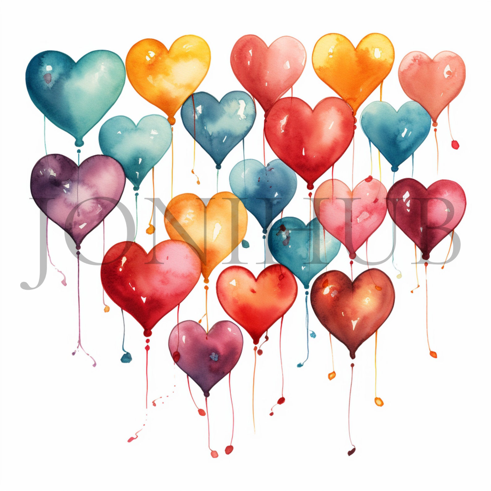 Hanging Hearts Clipart 10 High Quality Jpg's Digital Download Valentine ...