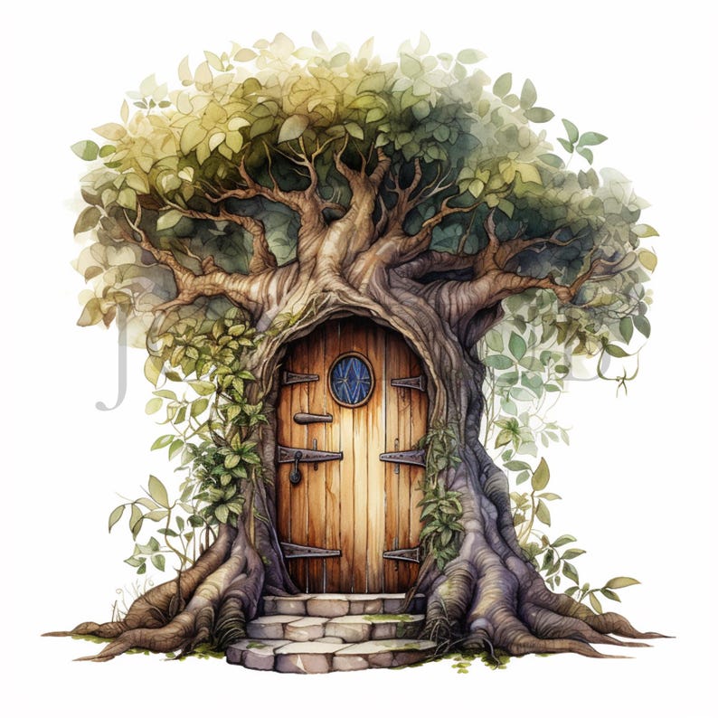 Fairy Tree Trunk Doors Clipart | 10 High Quality Jpg's | Digital ...