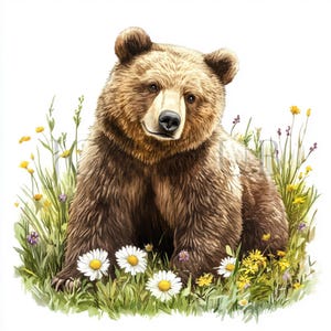 Bear in a Meadow Clipart | 10 High Quality Jpg's | Digital Download ...