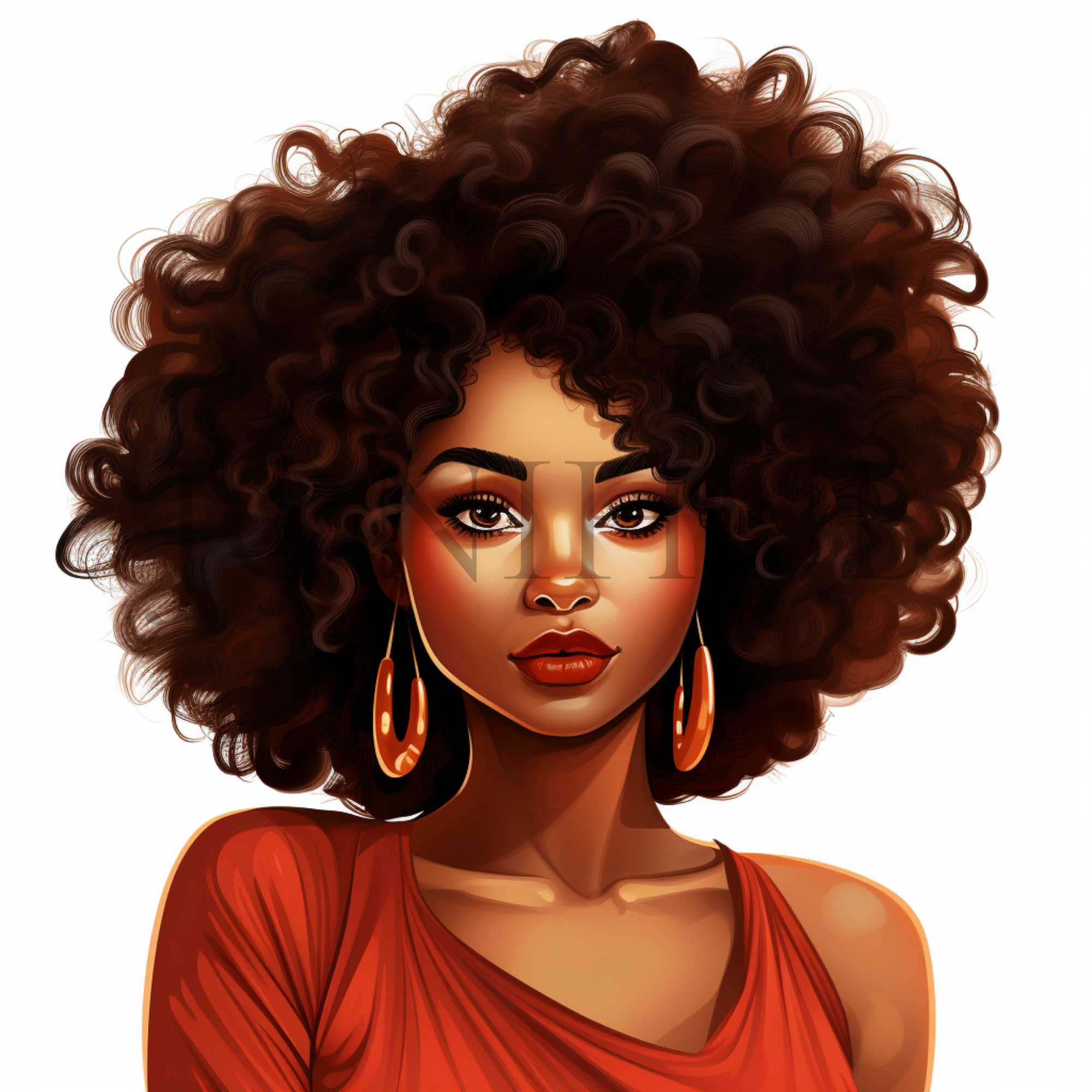 Afro Woman Clipart 10 High Quality Jpg's Digital Download Afro Girl ...