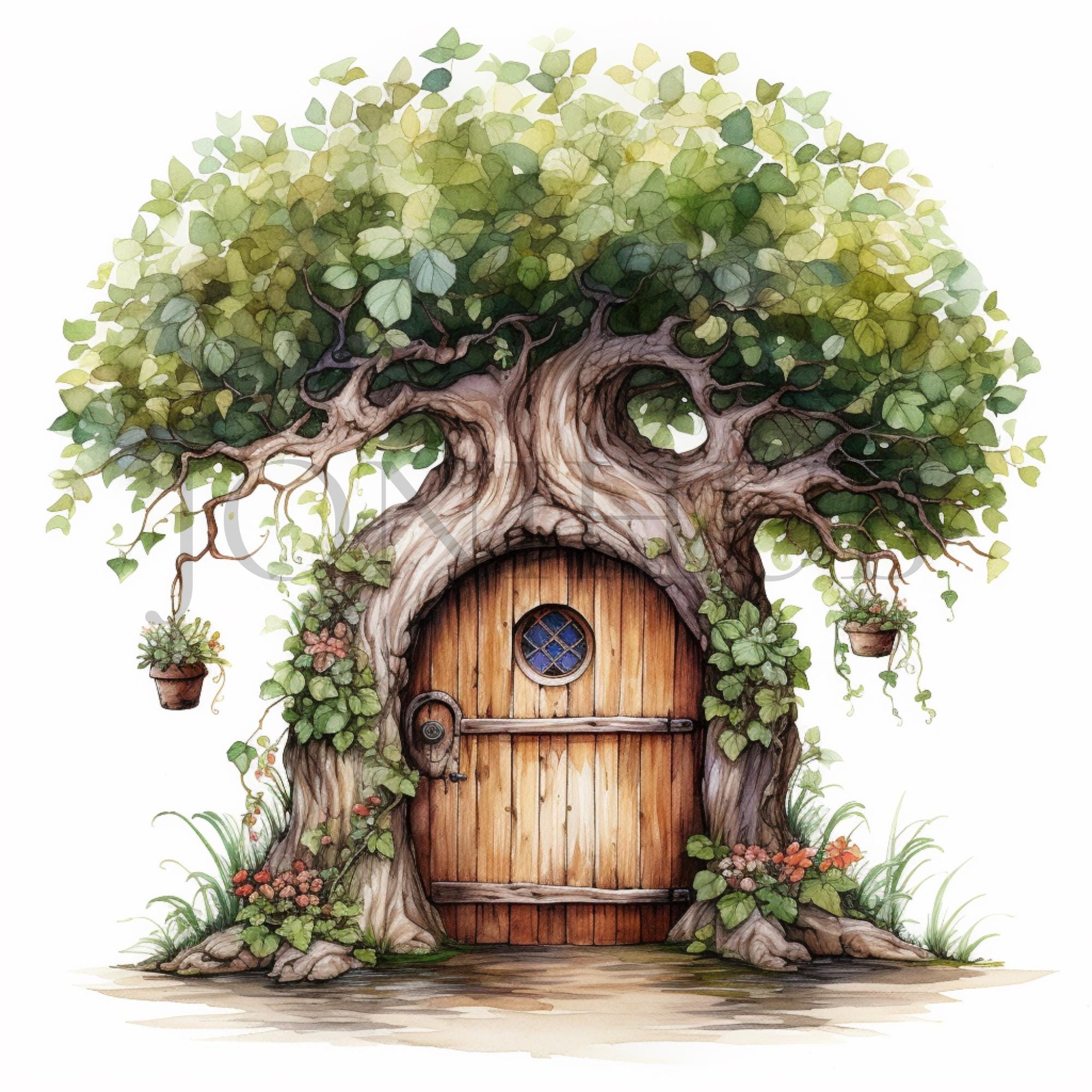 Fairy Tree Trunk Doors Clipart | 10 High Quality Jpg's | Digital ...