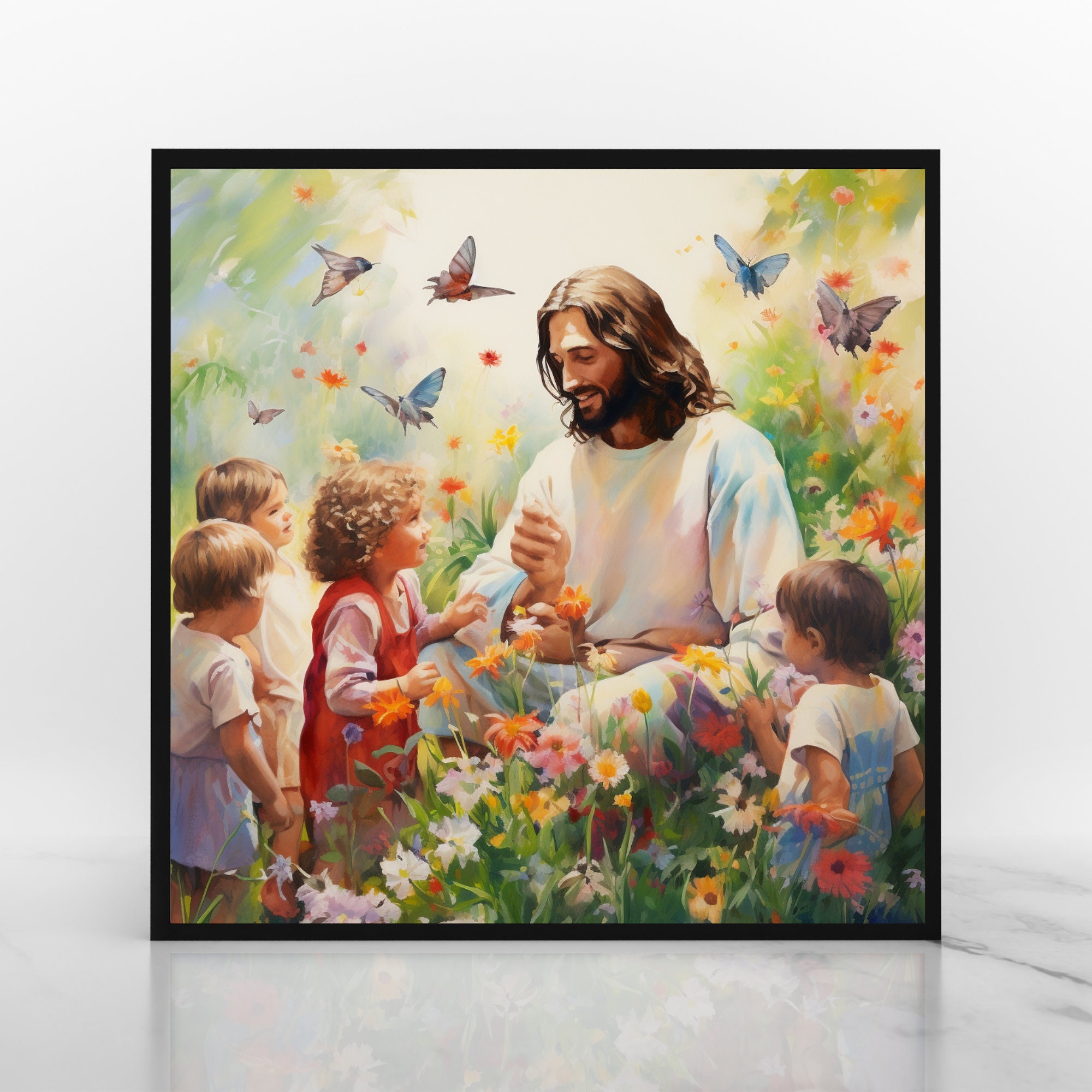 Jesus Christ Teaches Kids, Jesus With Little Children Painting, Jesus ...