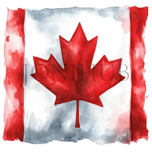 Watercolor Canadian Flag Clipart 10 High Quality Jpg's Digital Download ...