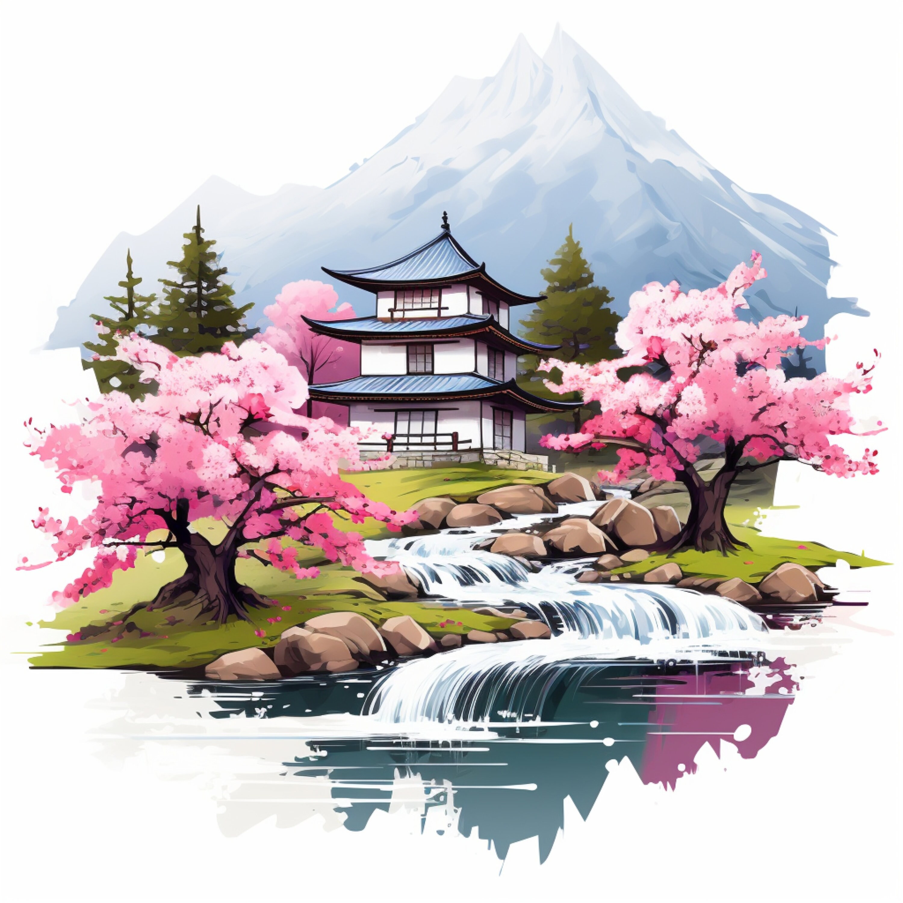 Japanese Landscape Clipart | 10 High Quality Jpgs | Watercolor Art ...