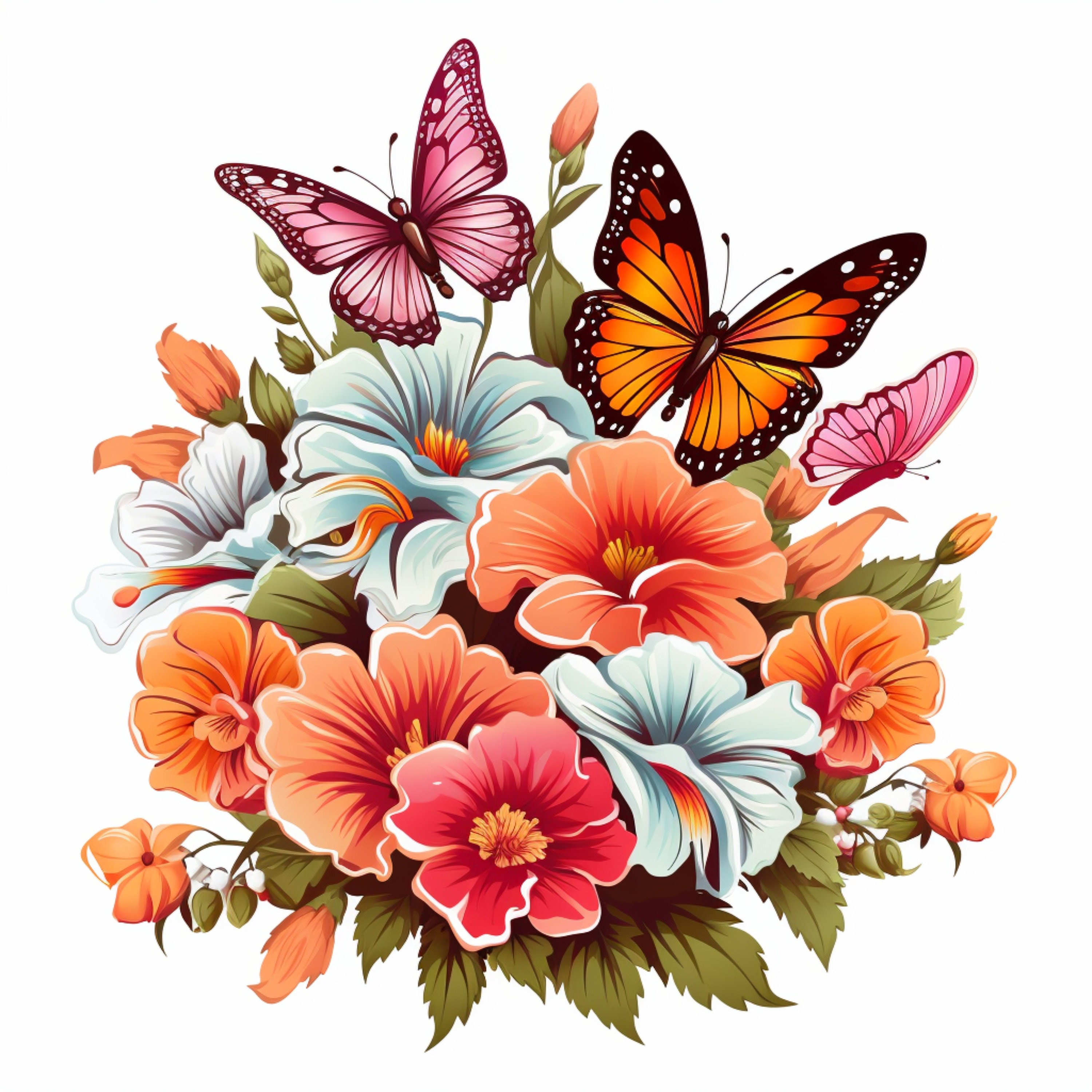 Flowers Butterfly Clipart | 10 High Quality Jpgs | Nursery Art | Card ...