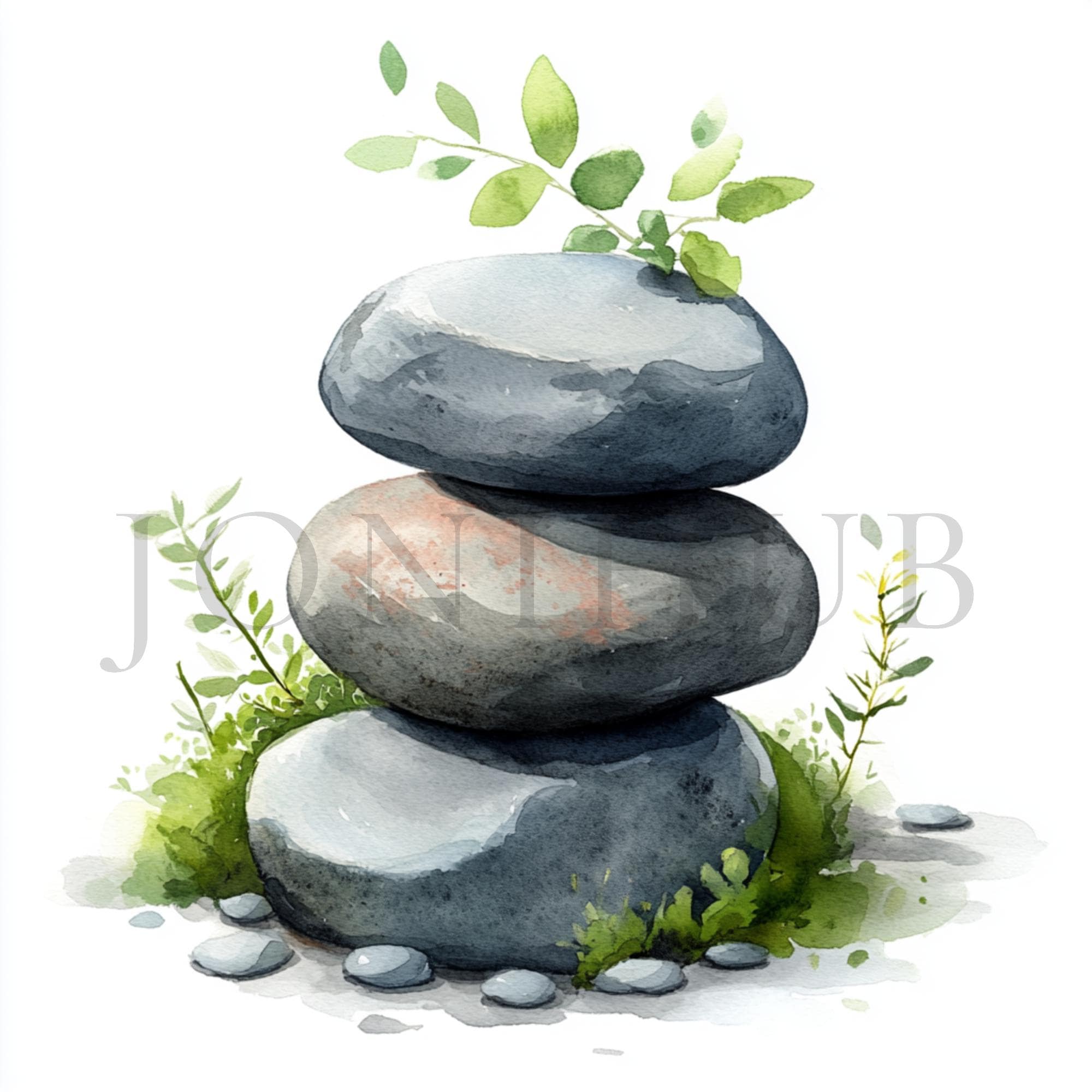 14 Zen Stones Art Clipart, Zen Poster, Printable Watercolor Clipart ...