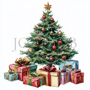 Christmas Tree and Gifts Clipart | 10 High Quality Jpg's | Digital ...