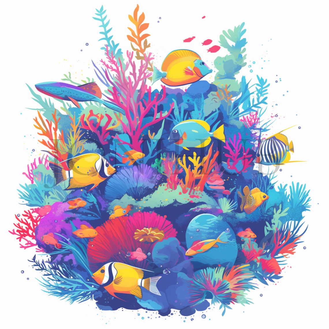 Vibrant Coral Reef Fish Clipart 10 High Quality Jpg's Digital Download ...